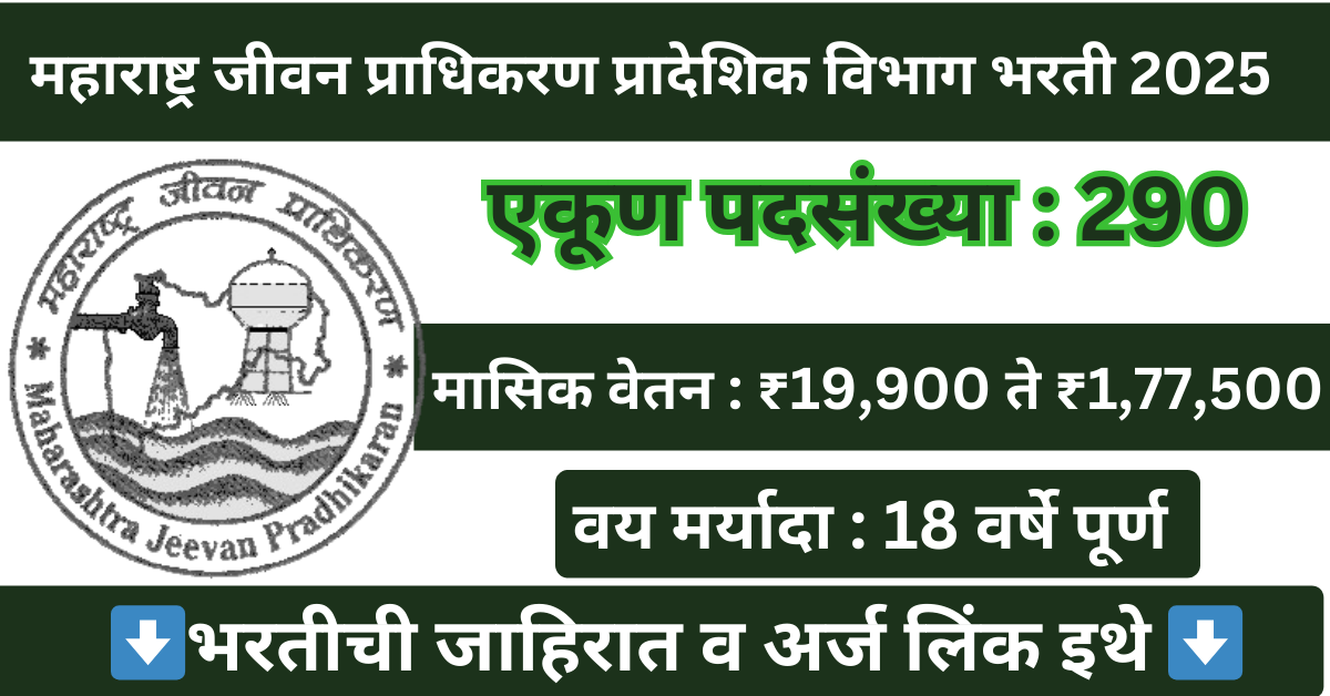 MJP Maharashtra Bharti 2025: 290 पदांची भरती जाहीर, पगार, पात्रता आणि ...